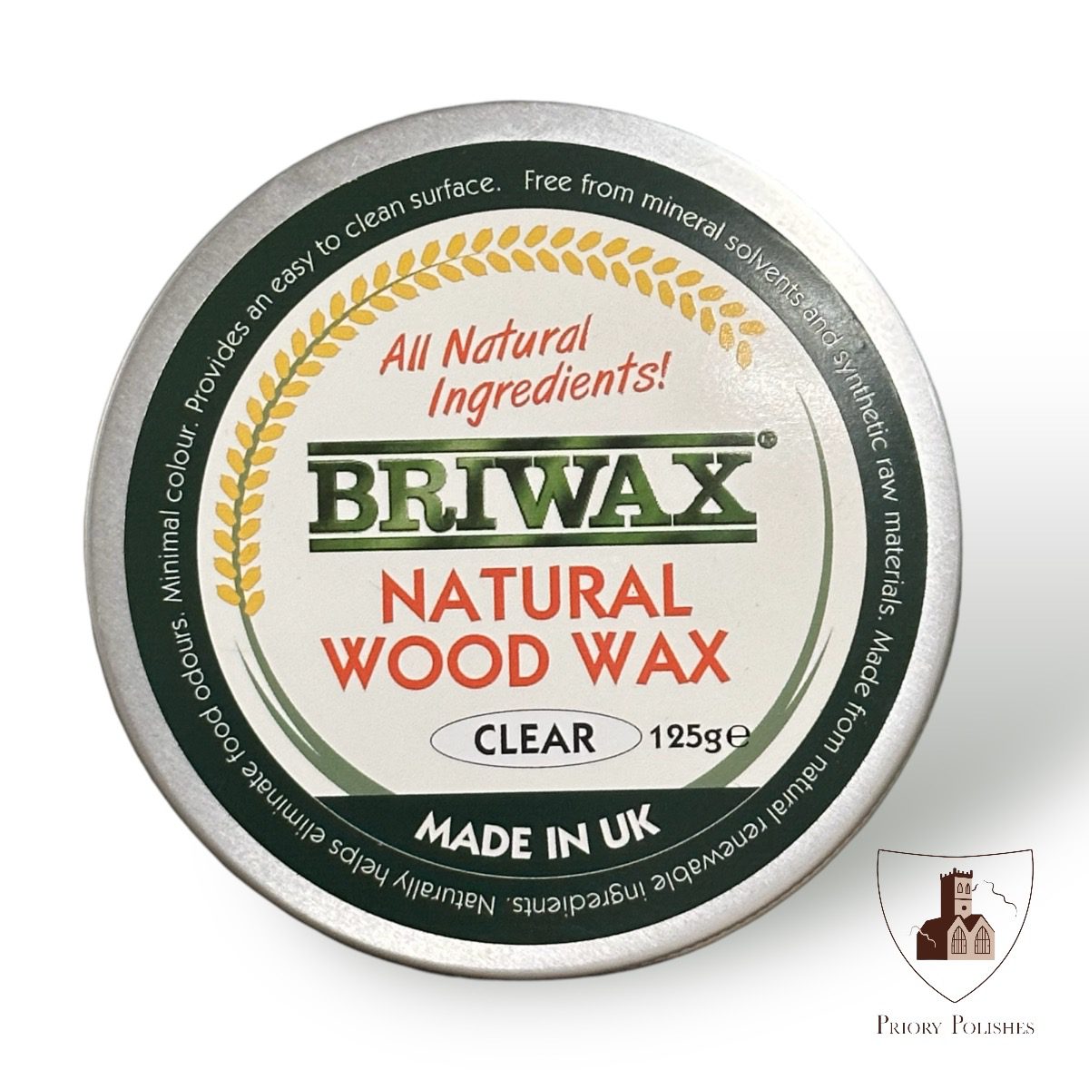 Briwax Natural Wood Wax – 125ml - 100% Vegan - Priory Polishes